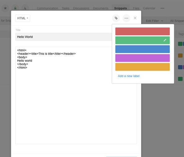 Working with Snippets. Procedure, options and hints