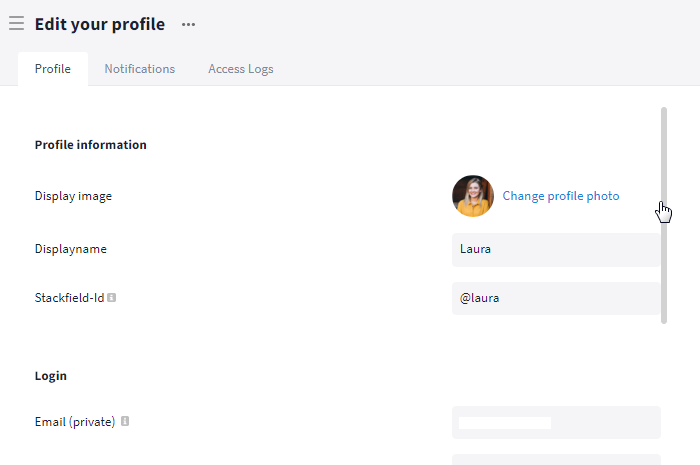 Adjust the settings of your own user account in Stackfield